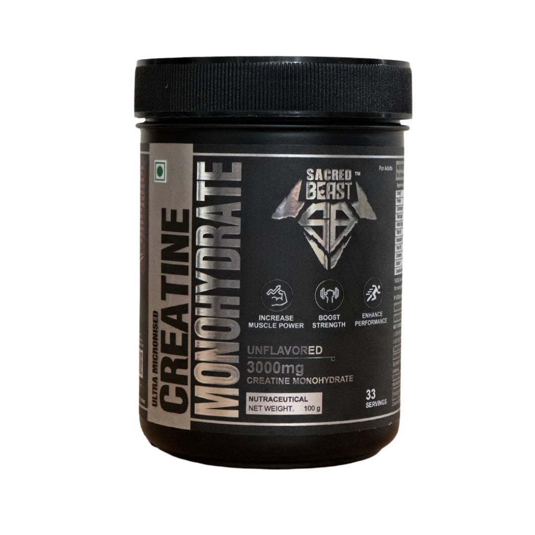 Sacred Beast Micronized Creatine Powder , 83 Serves, Unflavored, 3g of